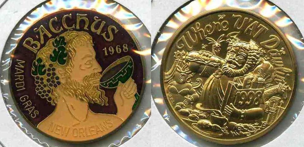 BACCHUS 1998 Multi Color on Bronze Theme New Orleans Mardi Gras Krewe ...