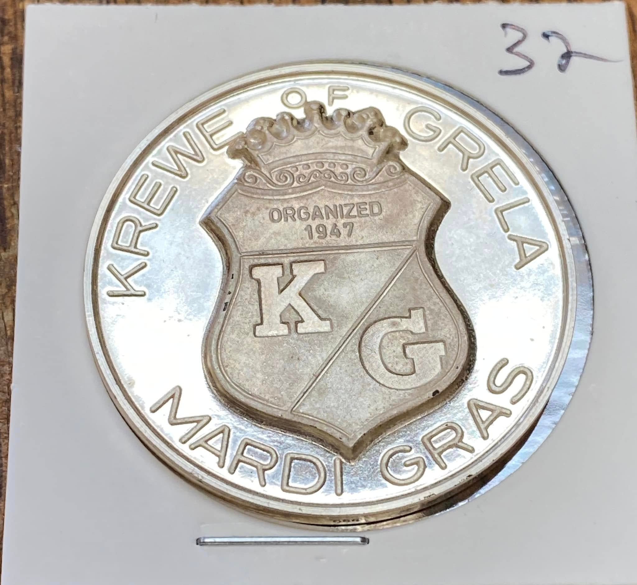 Grela 1974 .999 Fine Silver Theme New Orleans Mardi Gras Krewe Doubloon ...